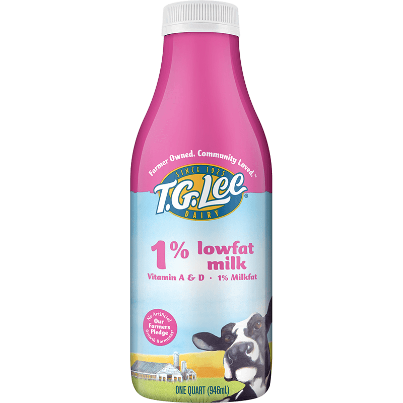 1 Lowfat Milk Plastic Quart T G Lee Dairy